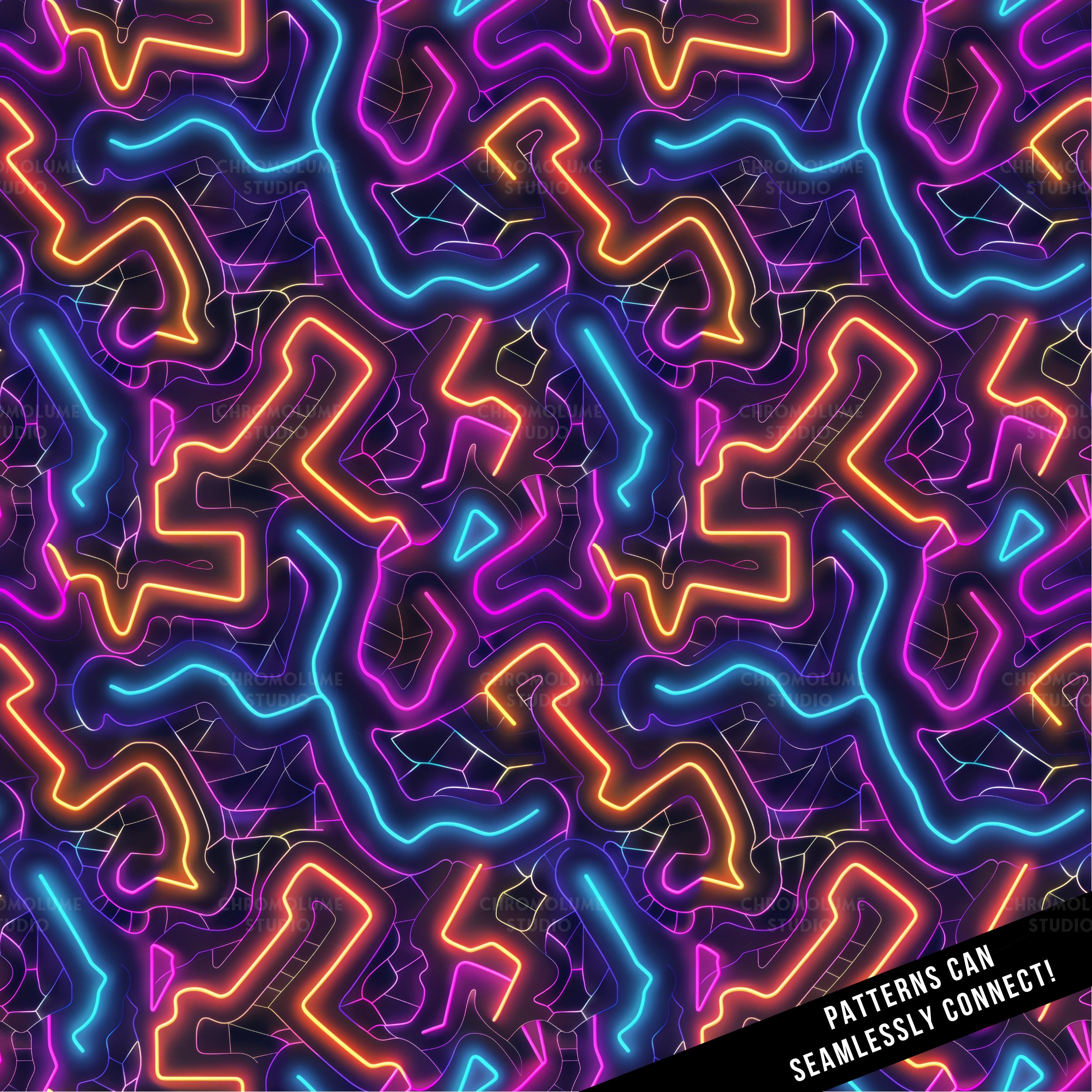 80s Neon Lights Seamless Digital Paper Commercial Use High-resolution ...