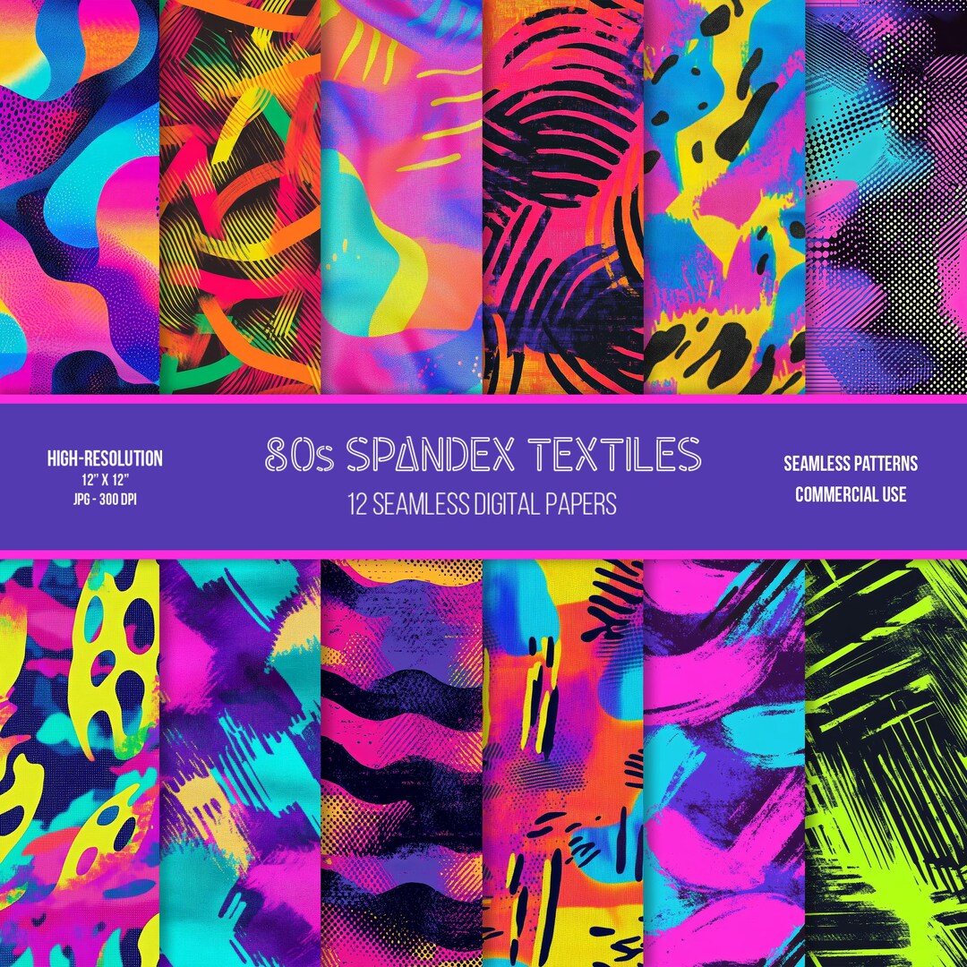 80s Spandex Textiles: Retro Seamless Digital Paper (digital Download ...