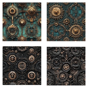 Steampunk Digital Paper: Seamless Vintage Victorian Brass Cogs and ...