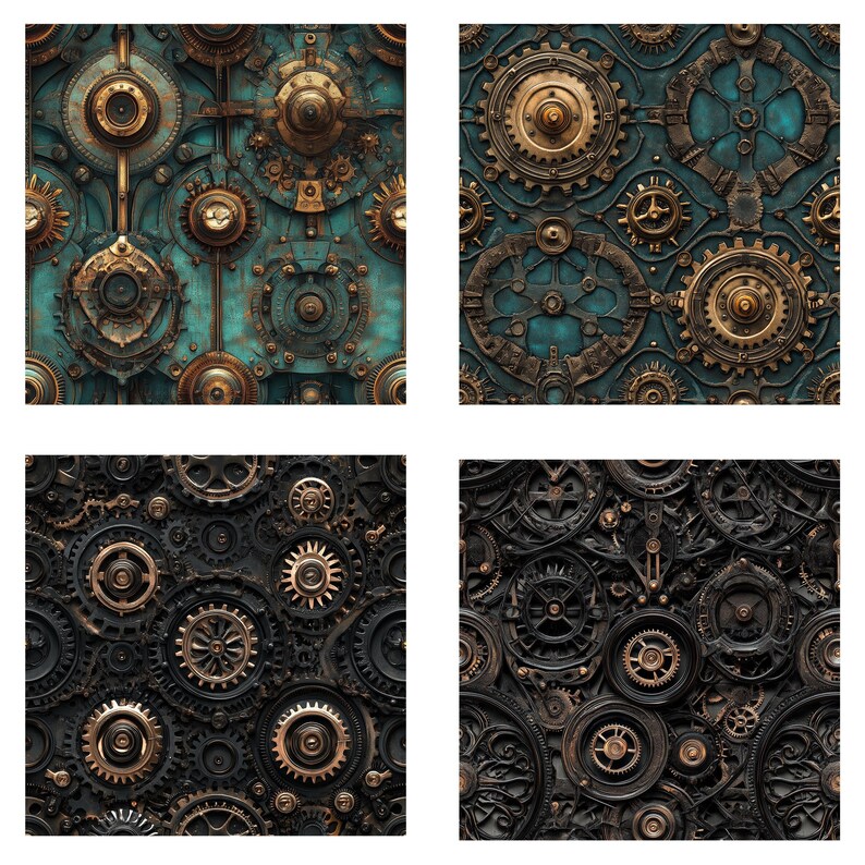 Steampunk Digital Paper: Seamless Vintage Victorian Brass Cogs and ...
