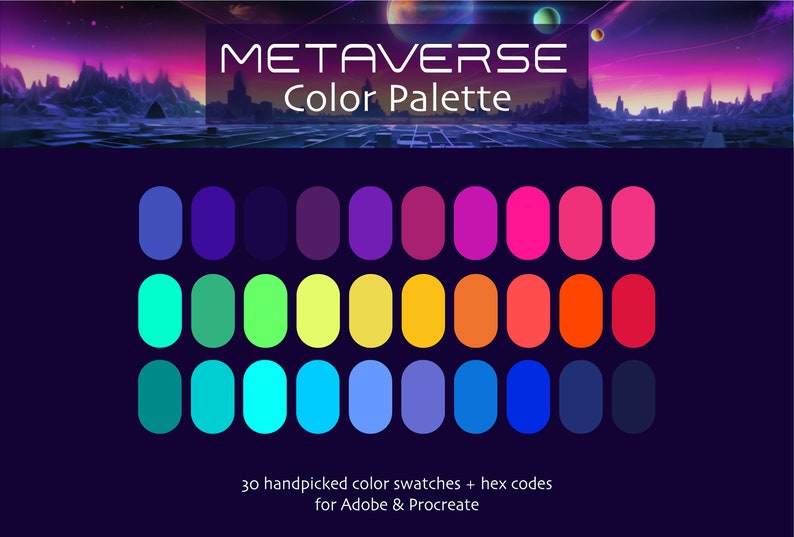 Metaverse Procreate & Adobe Digital Color Palette | Instant Download | HEX Codes | Procreate ...