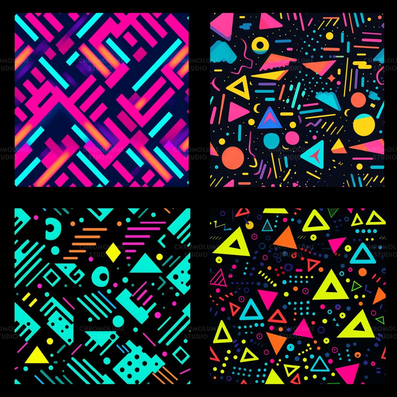 90s Neon Seamless Digital Paper | Commercial Use | High-resolution ...