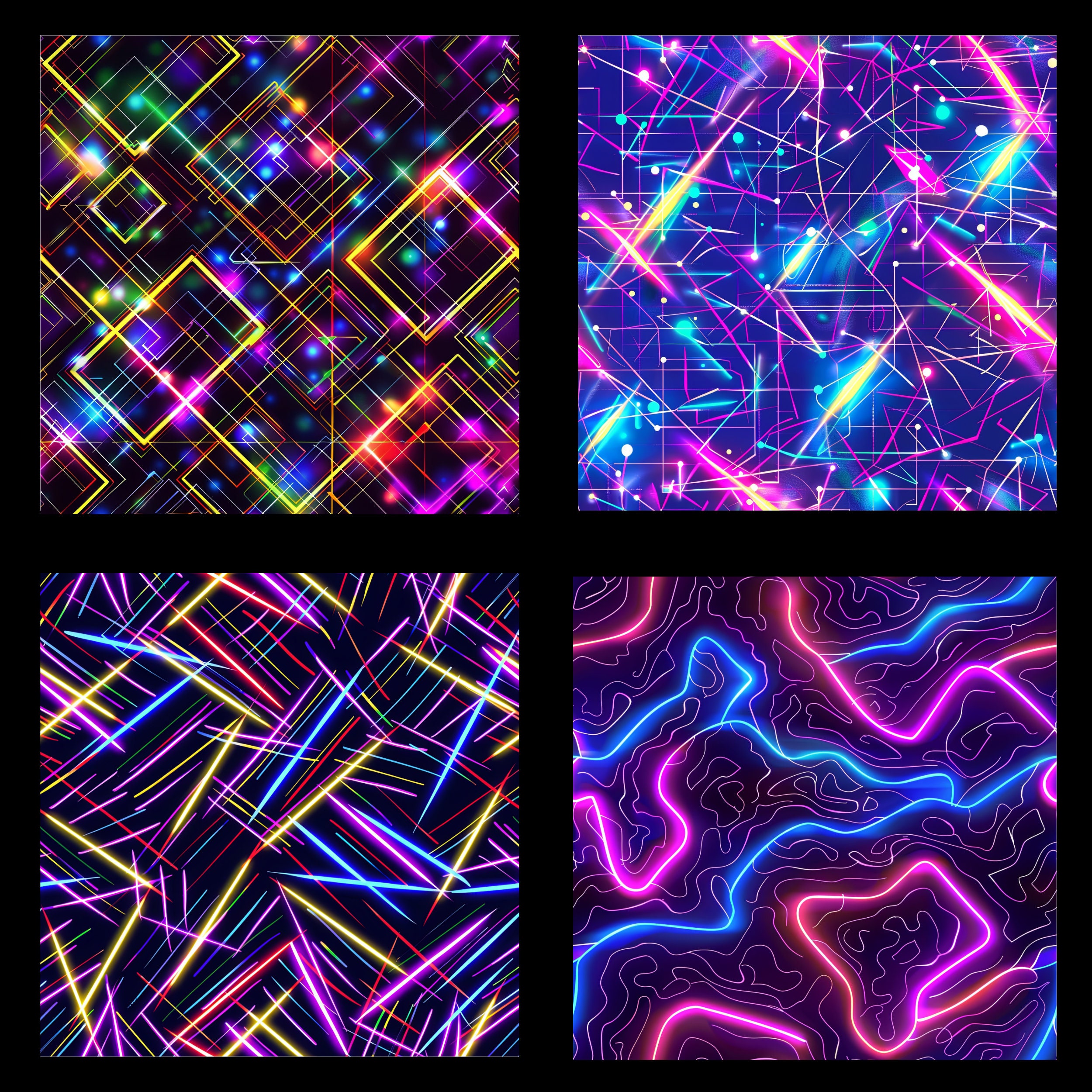 90s Neon Glow Seamless Digital Paper Commercial Use High-resolution 300 ...
