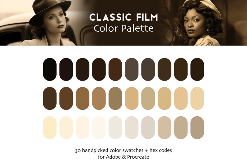 Classic Film Procreate & Adobe Digital Color Palette | Instant Download ...