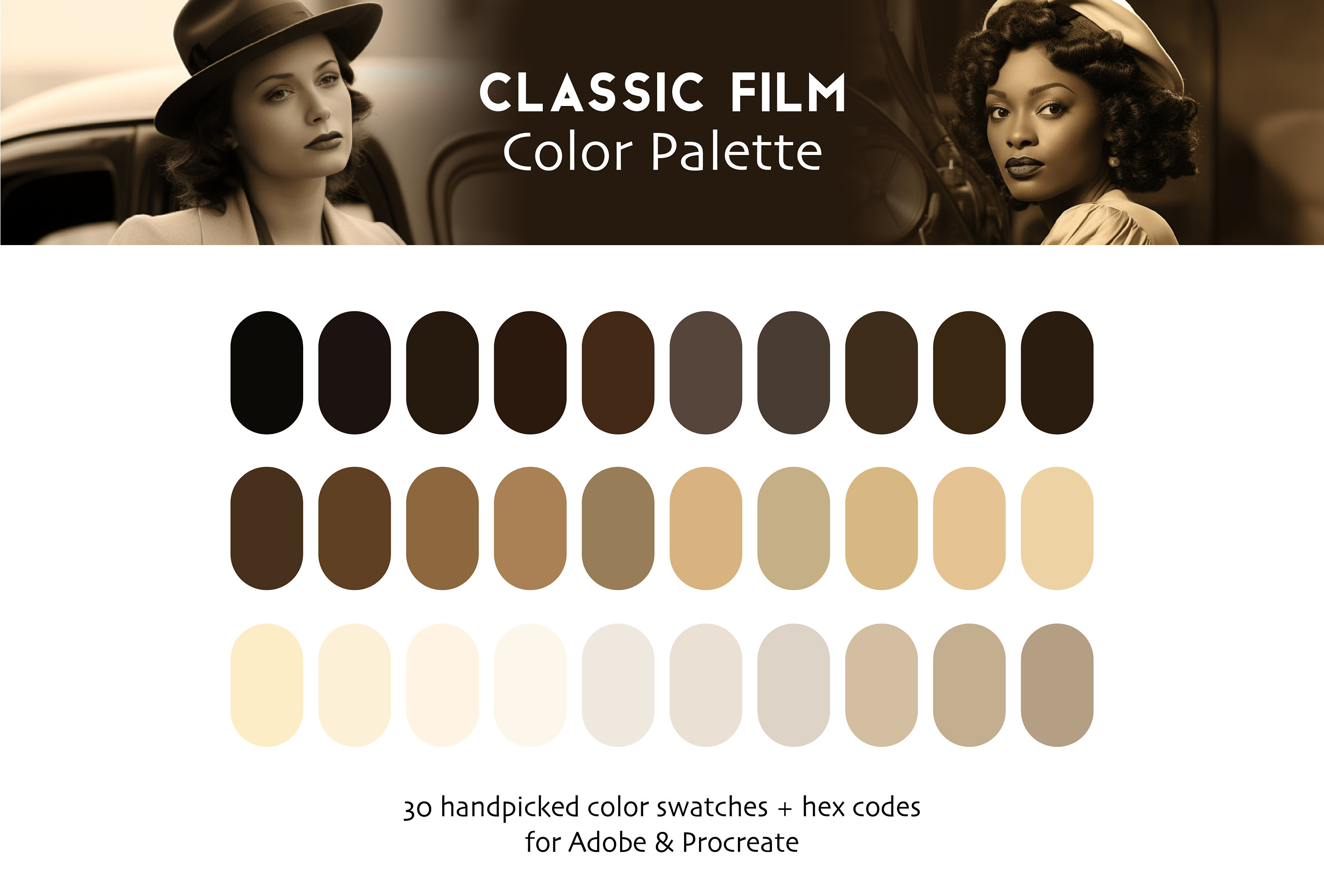 Classic Film Procreate & Adobe Digital Color Palette | Instant Download ...