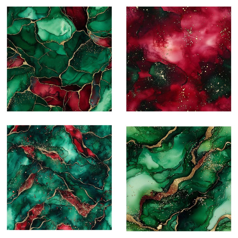 Christmas Alcohol Ink Digital Paper: Sparkly Festive Patterns (digital ...