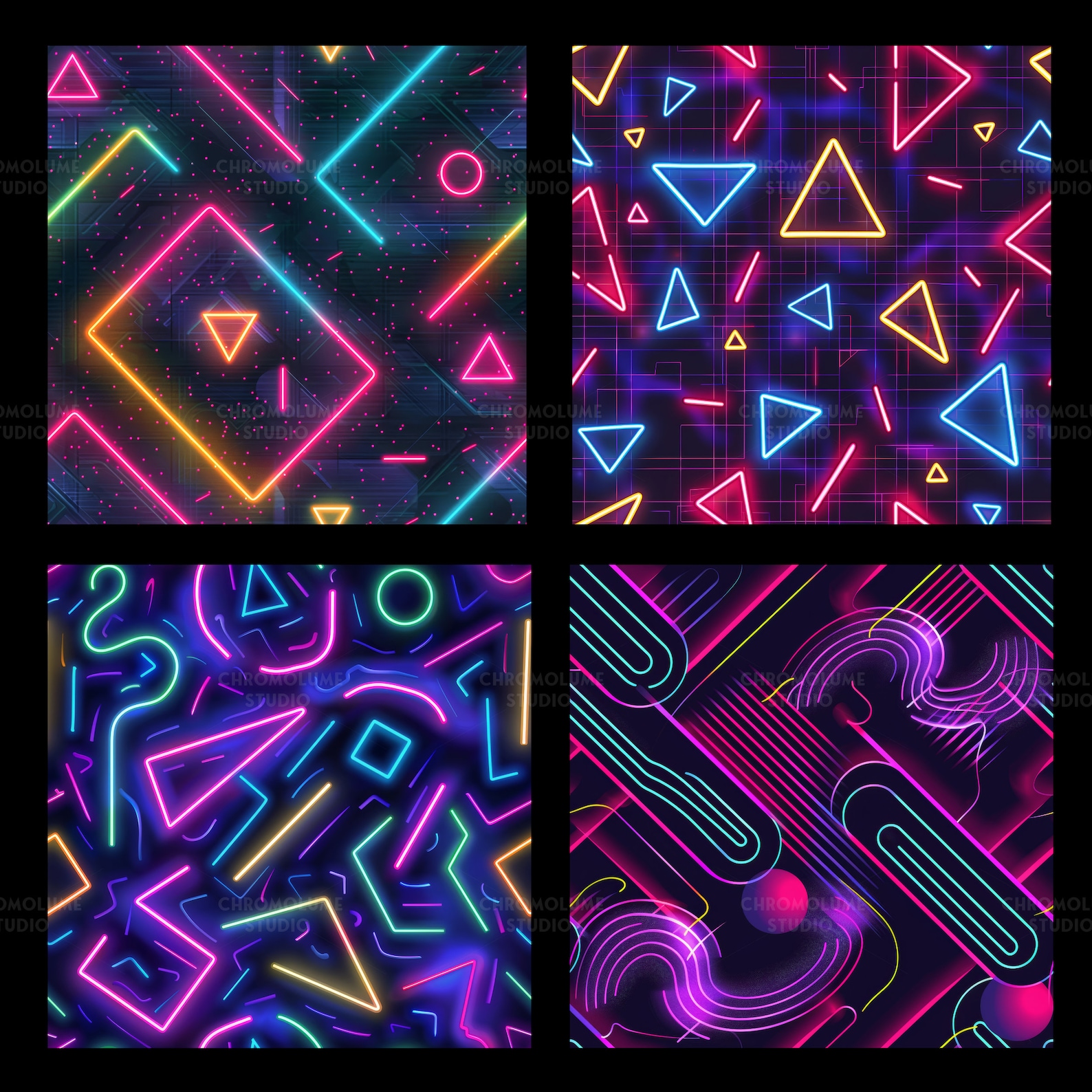 80s Neon Lights Seamless Digital Paper Commercial Use High-resolution ...