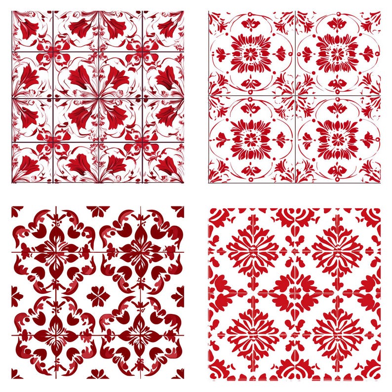 Red Italian Tile Digital Paper: Seamless Mediterranean Patterns (JPG ...