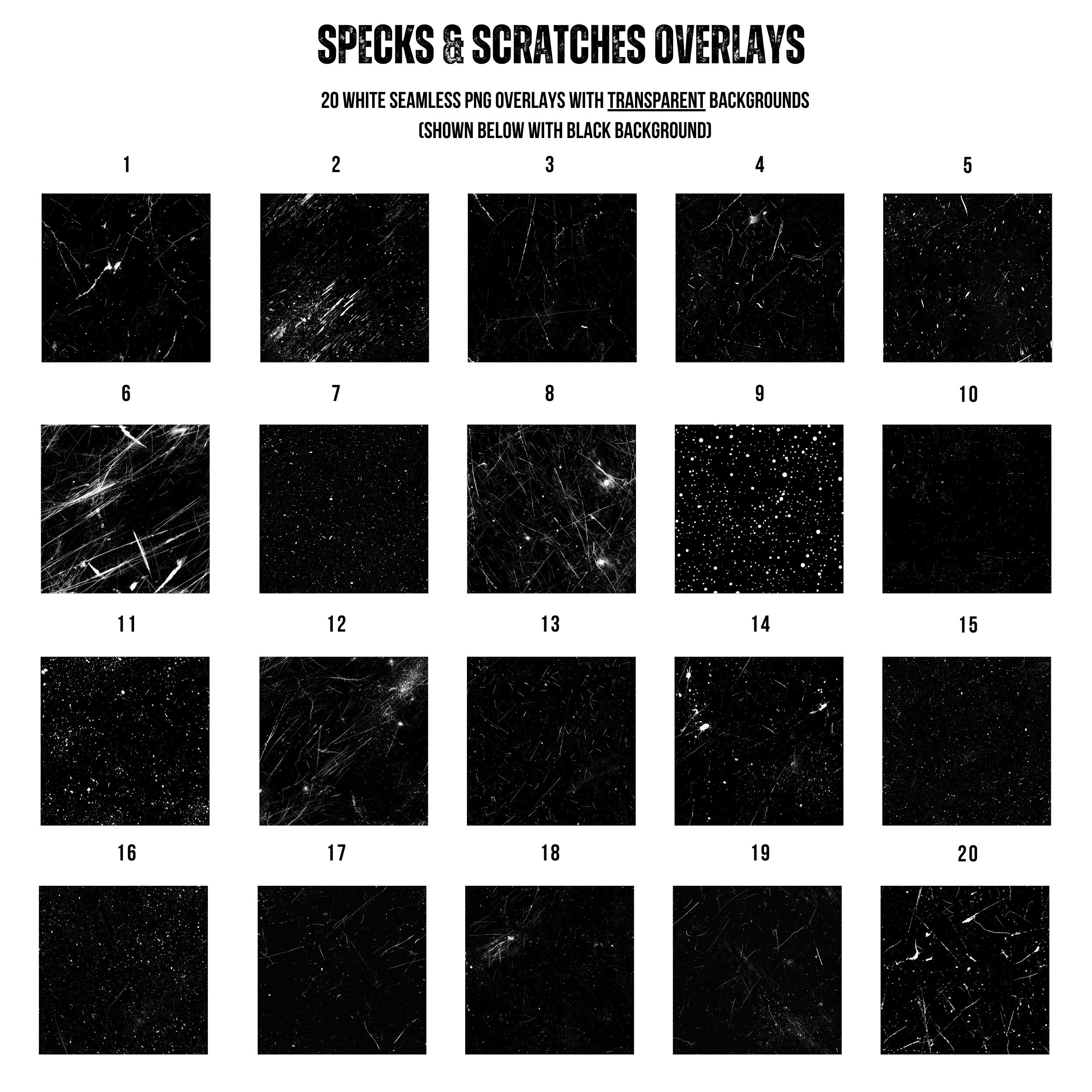 Black AND White Specks & Scratches 40 Seamless Overlays (20 Patterns ...