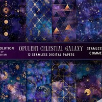 Galaxy Scrapbook Paper Bundle Seamless Starry Sky Patterns Celestial ...