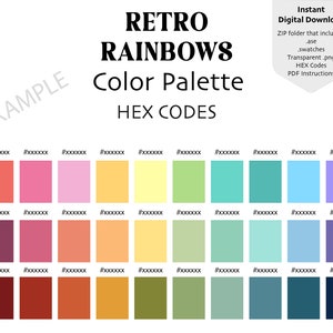 Retro Rainbow Digital Color Palette: 30 1950s-1970s Inspired Hues for ...
