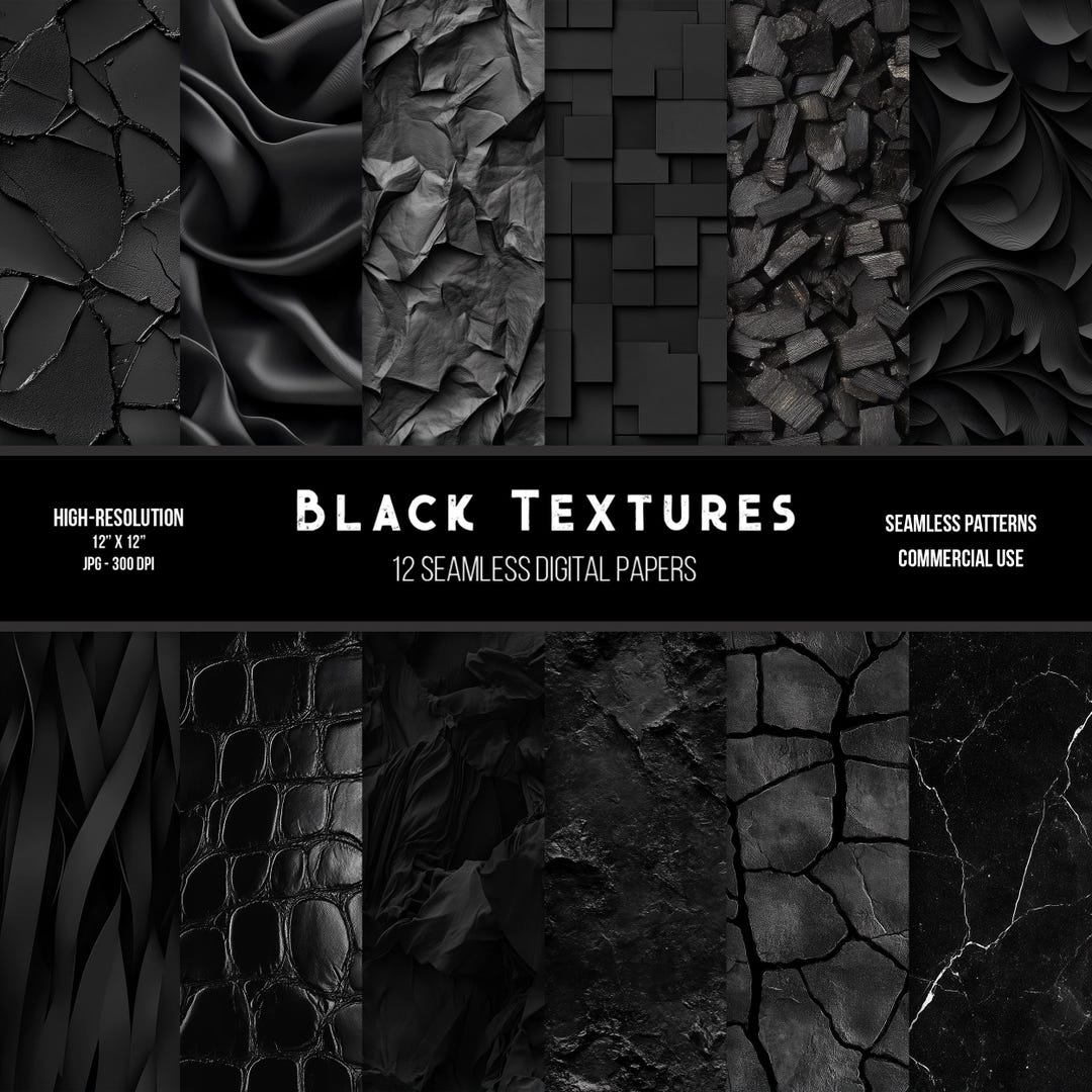 Black Textures Digital Paper: Seamless Patterns (digital Download) - Etsy