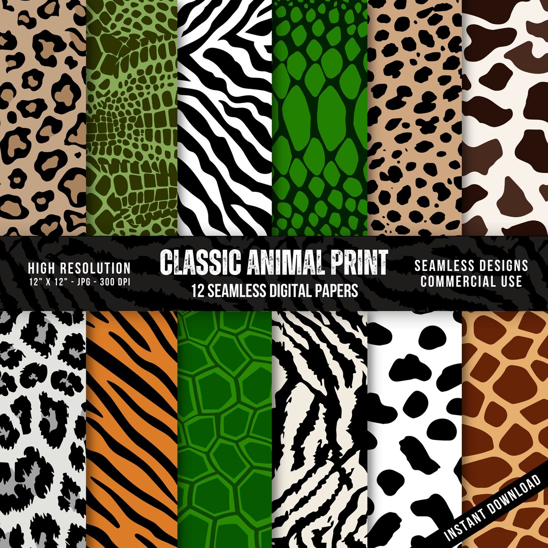 Safari Animal Print Digital Paper: Seamless Classic Patterns (digital ...