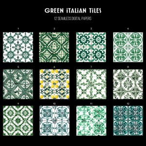 Green Italian Tiles Seamless Digital Paper | Commercial Use | High ...