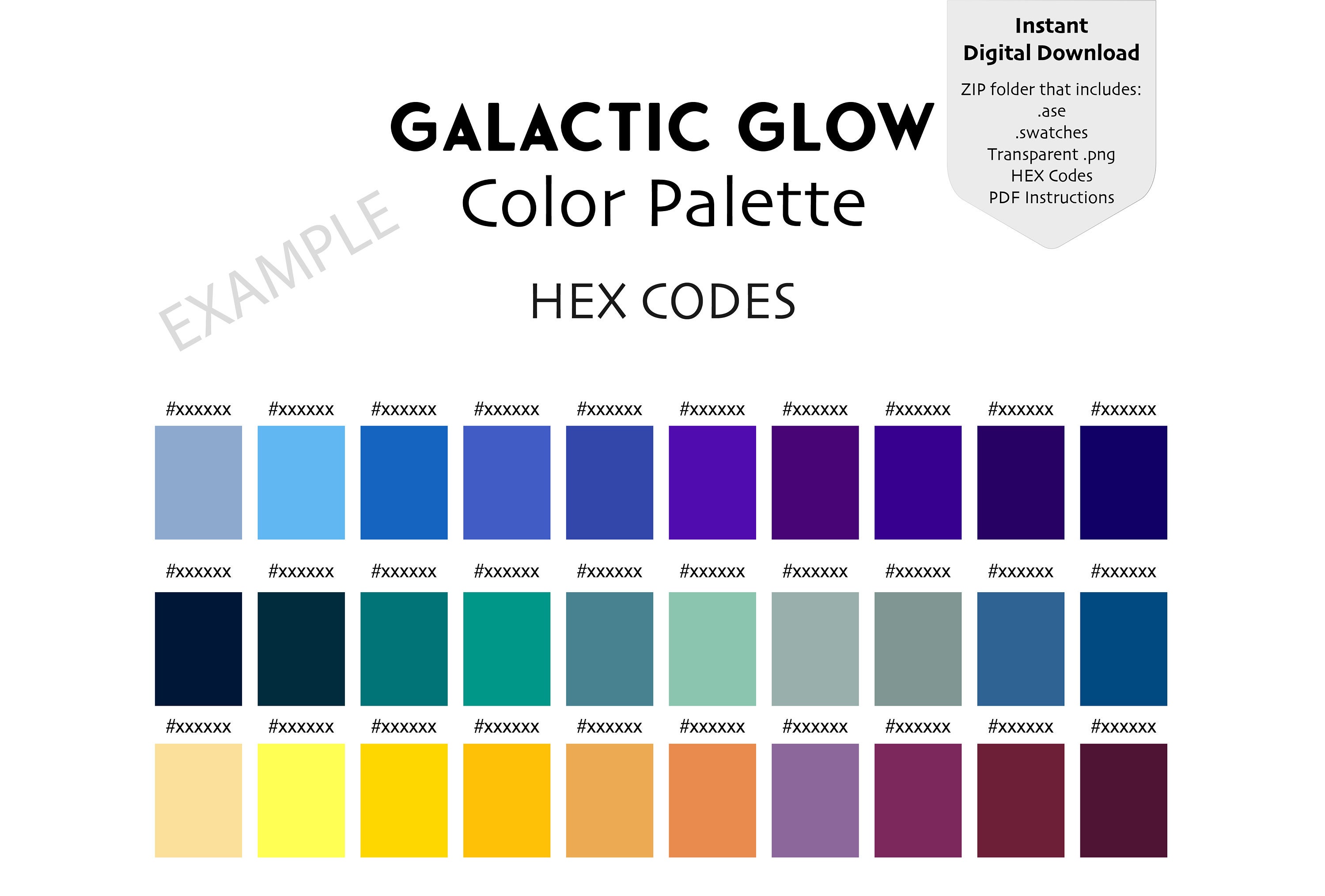 Galactic Glow Procreate & Adobe Digital Color Palette | Instant ...