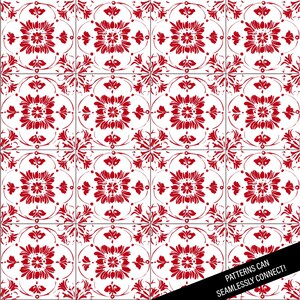 Red Italian Tile Digital Paper: Seamless Mediterranean Patterns (JPG ...