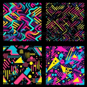 90s Neon Seamless Digital Paper | Commercial Use | High-resolution ...