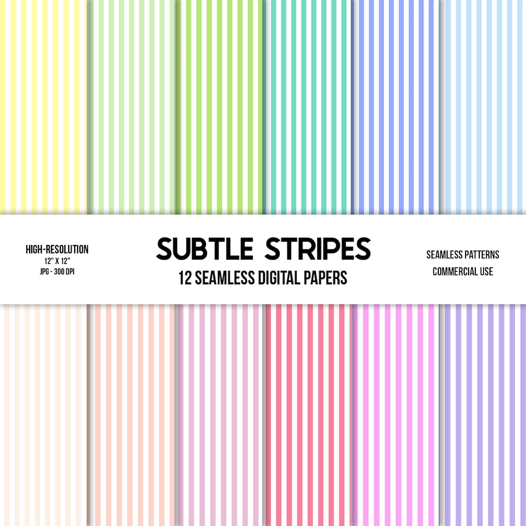 Subtle Stripes Digital Paper: Seamless Pastel Patterns (digital ...