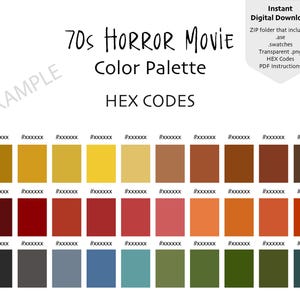 70s Horror Movie Digital Color Palette: 30 Retro Hues for Procreate ...