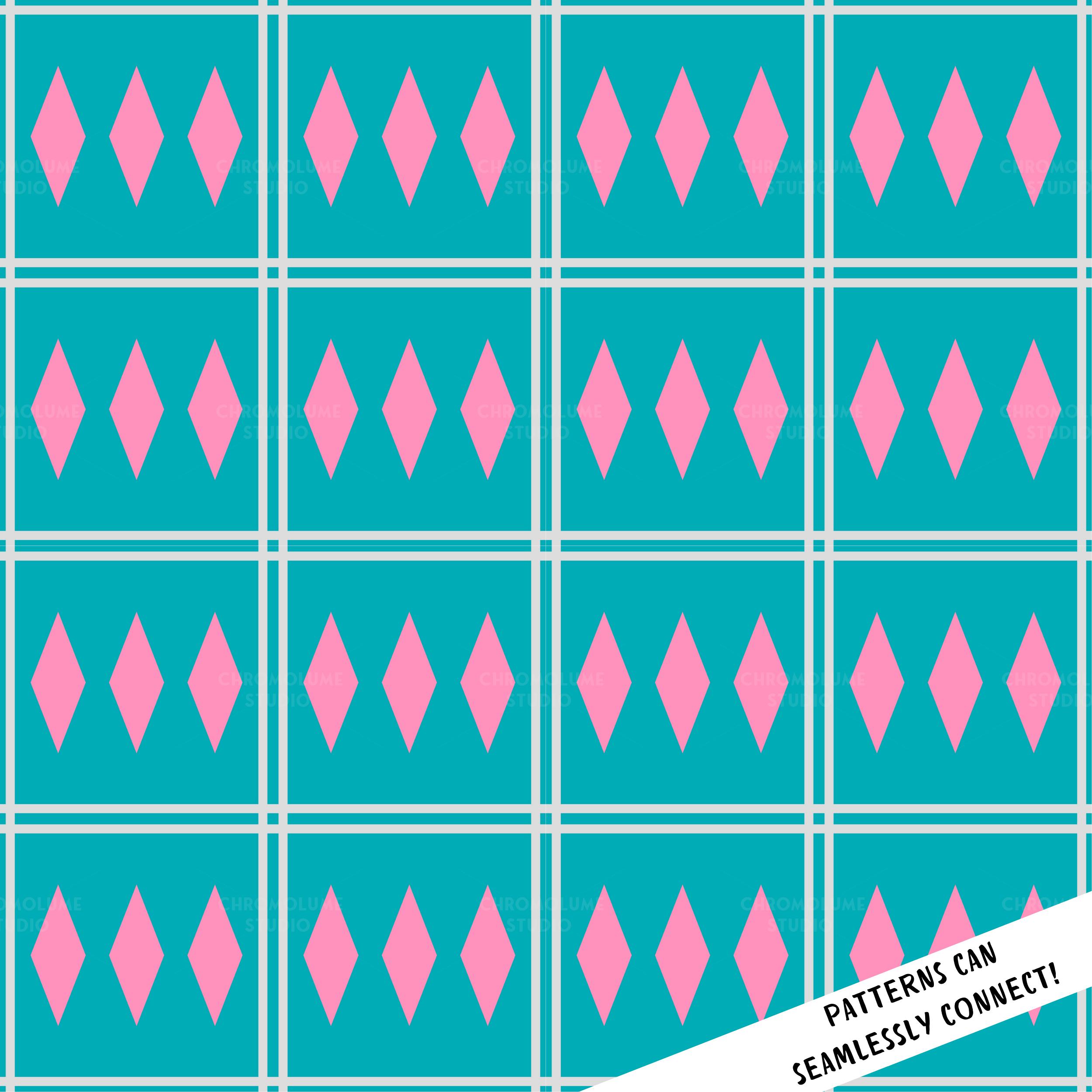 Retro Diner Digital Paper Duo: 1950s Seamless Patterns (digital ...