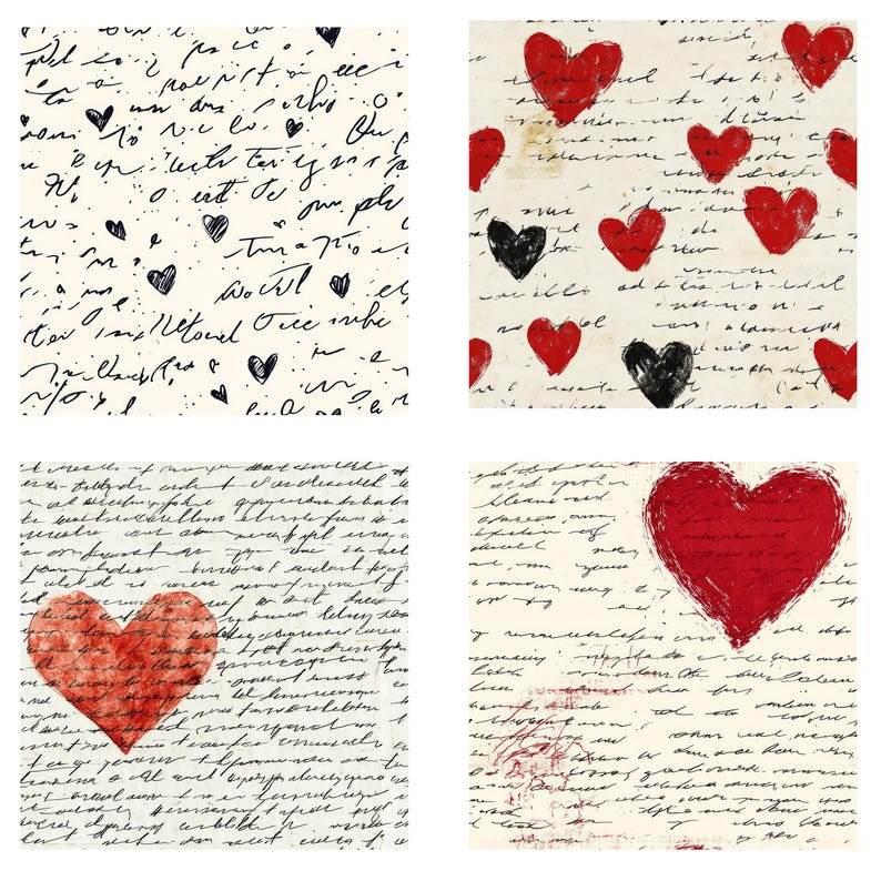 Love Letters Digital Paper: Handwritten Valentine's Day Seamless ...
