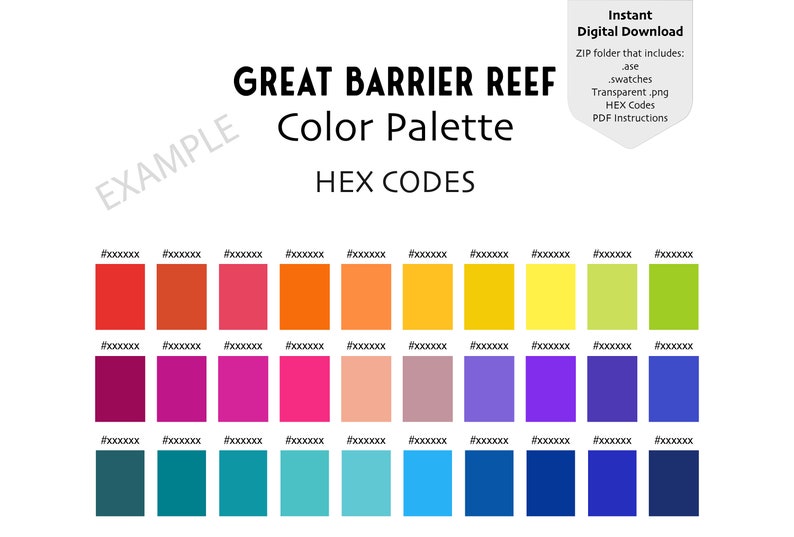 Great Barrier Reef Digital Color Palette: 30 Bright Hues for Procreate ...