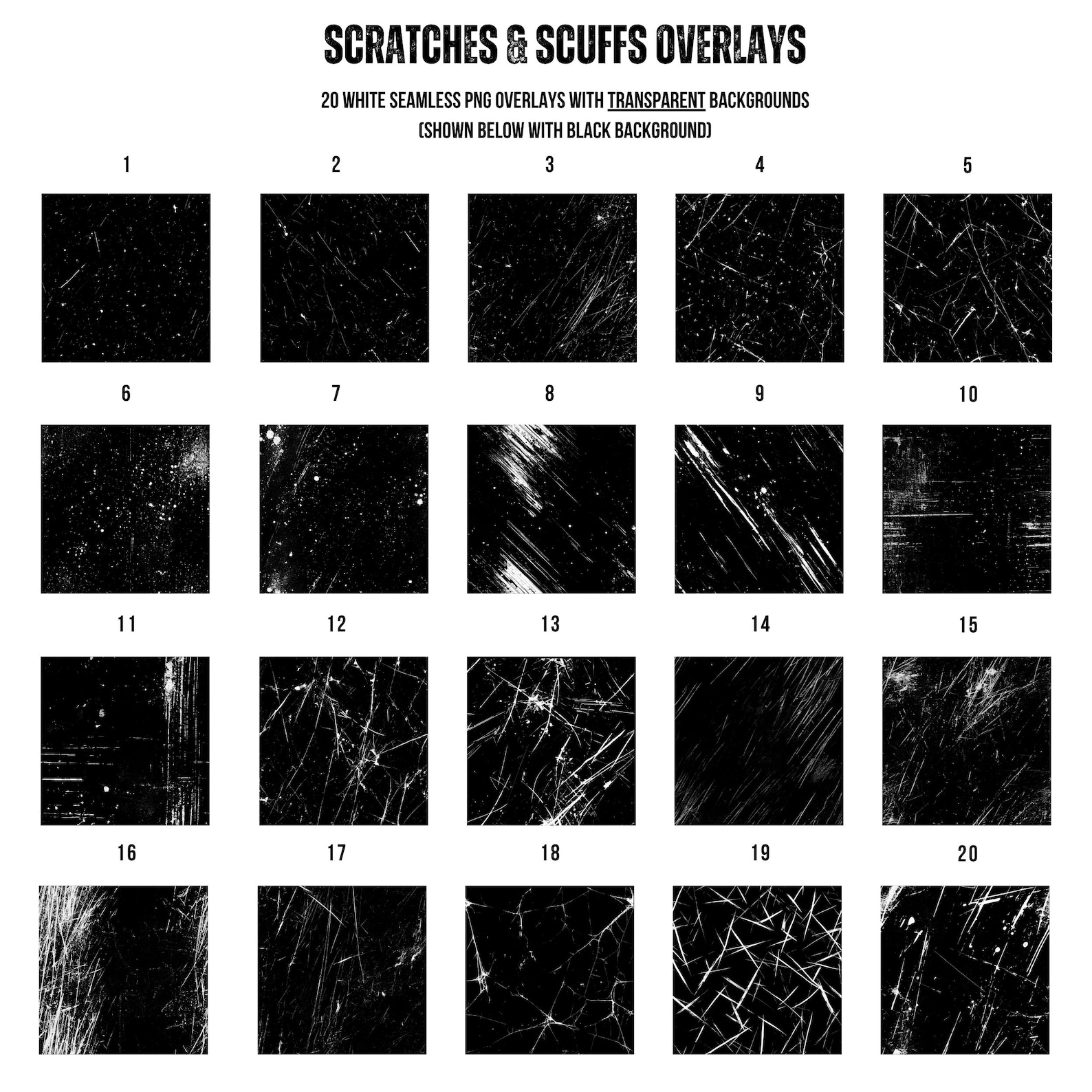 Scratches and Scuffs Texture Overlays: Seamless Light & Dark Pngs ...