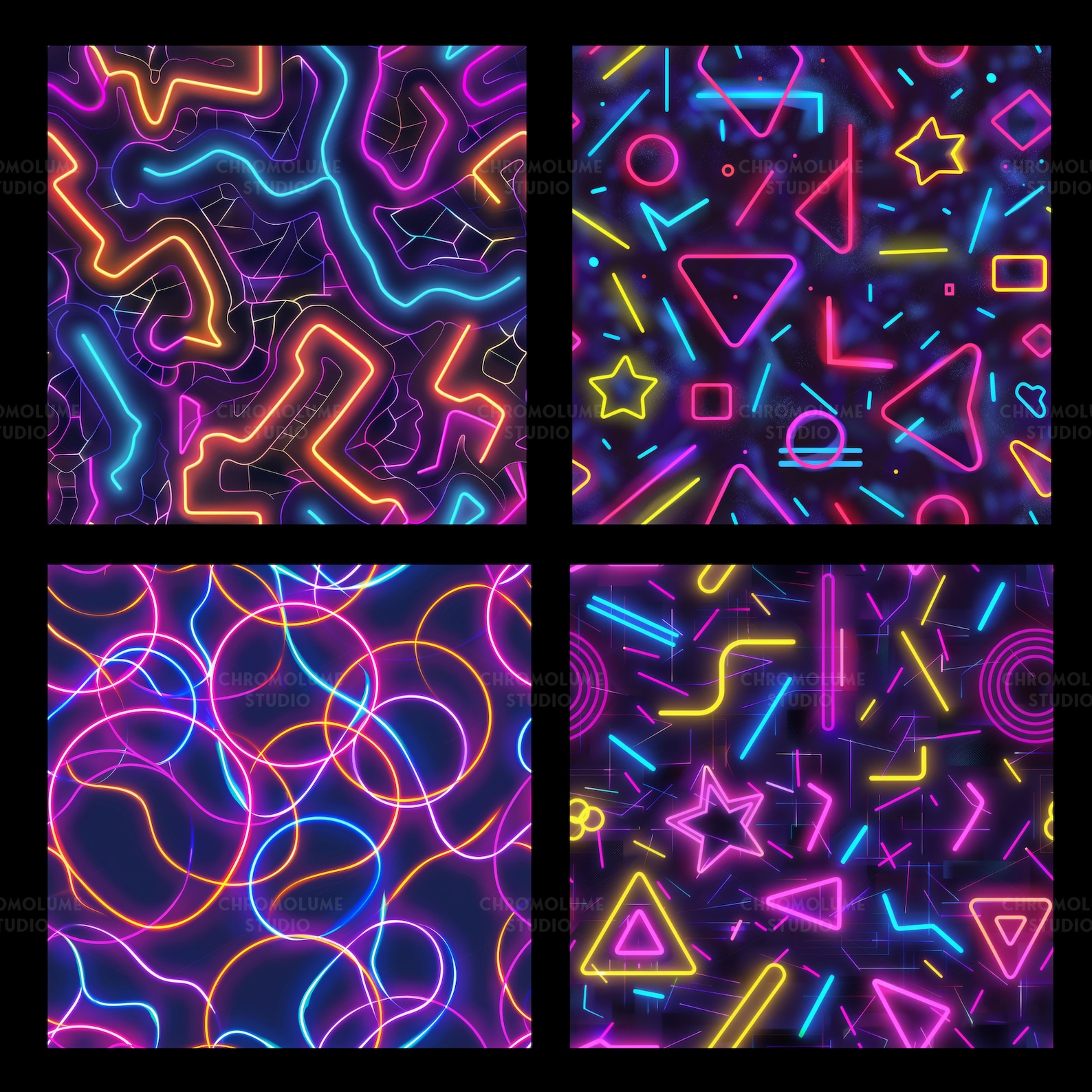 80s Neon Lights Seamless Digital Paper | Commercial Use | High ...