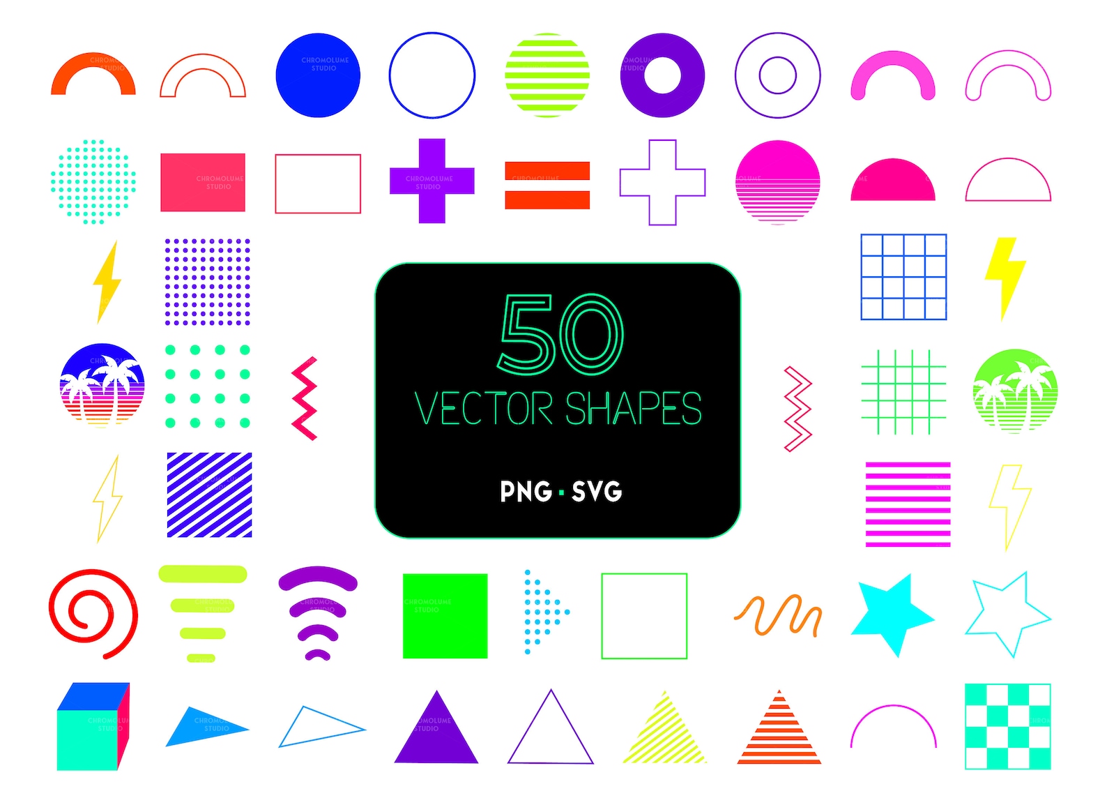 90s Neon Nostalgia Graphic Elements | Vector | Clip Art | PNG | SVG ...