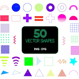 90s Neon Graphic Elements: Retro Memphis Shapes (PNG, SVG) - Etsy