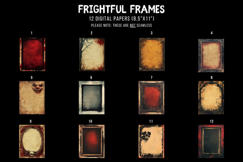 Horror Frames Digital Paper: Halloween Borders (8.5"x11" JPG Digital ...