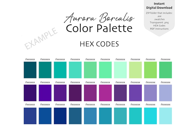 Aurora Borealis Inspired Procreate & Adobe Digital Color Palette ...