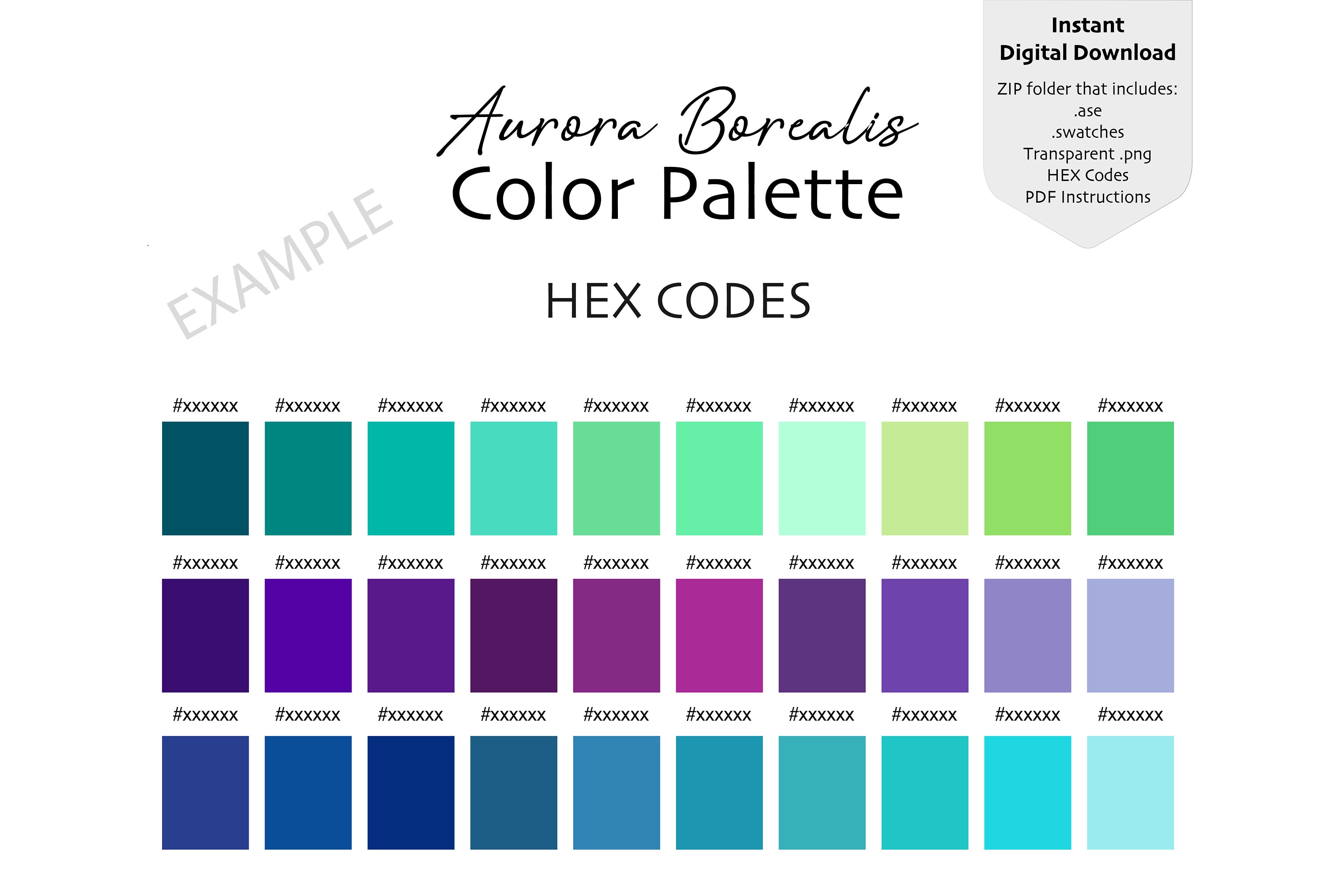 Aurora Borealis Inspired Procreate & Adobe Digital Color Palette ...