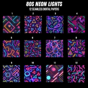 80s Neon Lights Seamless Digital Paper | Commercial Use | High ...