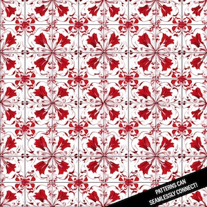 Red Italian Tile Digital Paper: Seamless Mediterranean Patterns (JPG ...