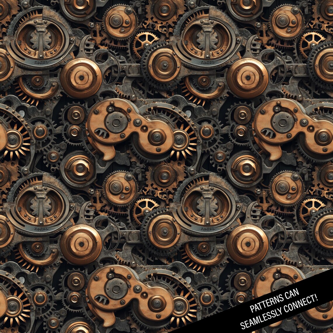 Steampunk Digital Paper: Seamless Vintage Victorian Brass Cogs and ...