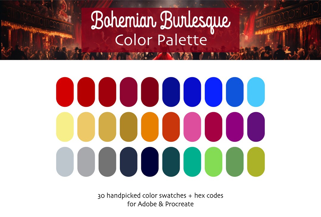 Bohemian Burlesque Digital Color Palette: 30 Boho Hues for Procreate ...