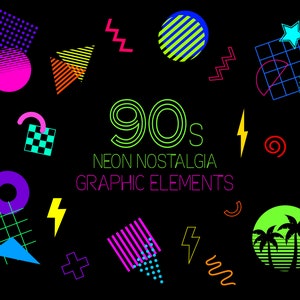 90s Neon Digital Bundle: Clip Art, Papers, Color Palette (commercial ...
