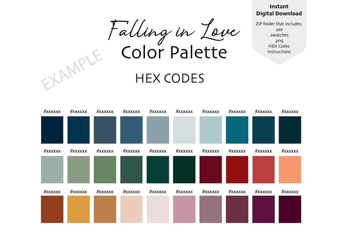 Falling in Love Wedding-inspired Procreate & Adobe Digital Color ...