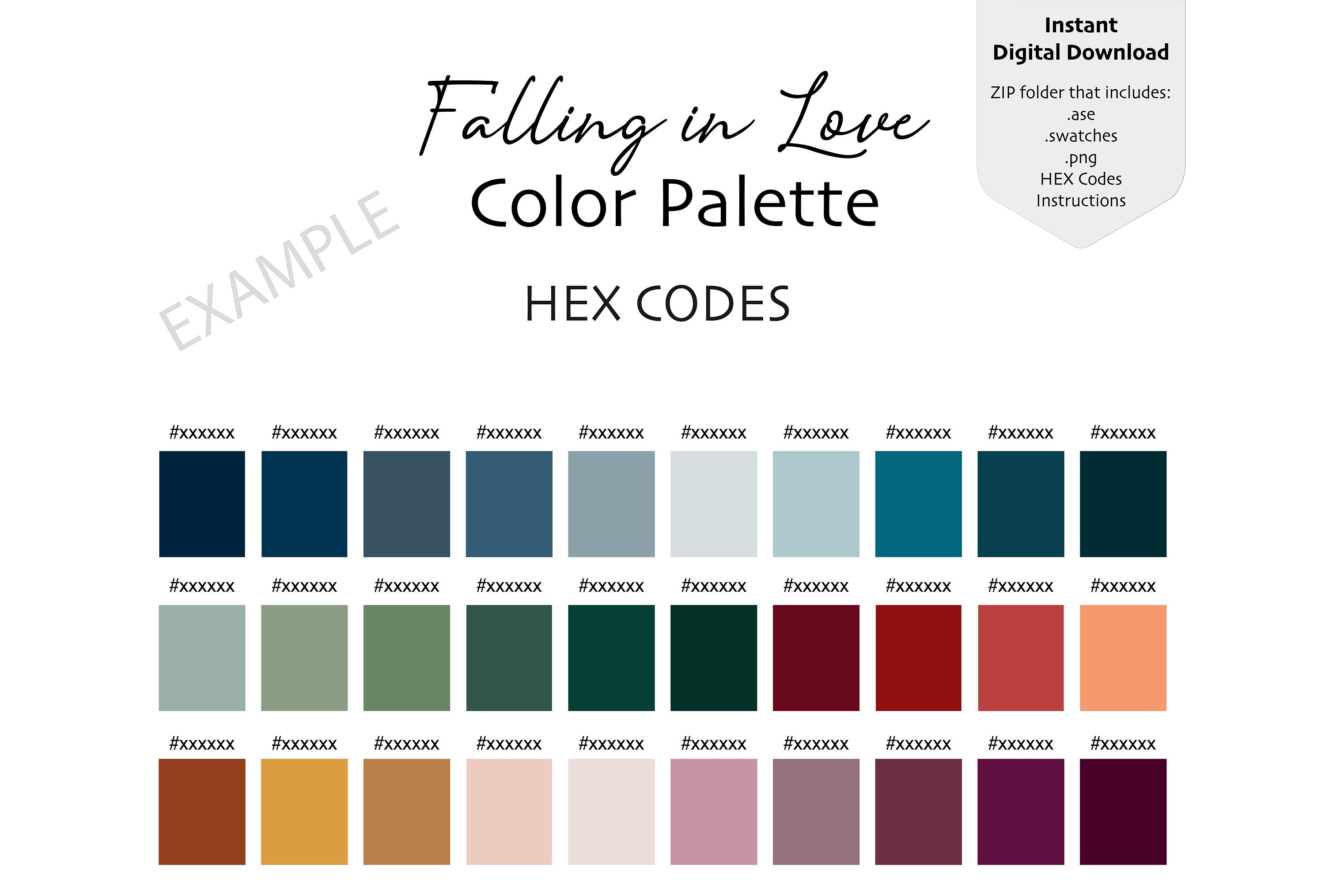 Falling in Love Wedding-inspired Procreate & Adobe Digital Color ...