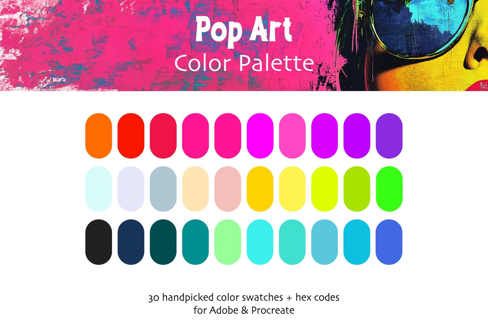 Pop Art Procreate & Adobe Digital Color Palette | Instant Download ...