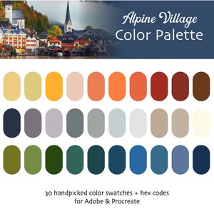 Alpine Village Digital Color Palette: 30 Hues for Procreate & Adobe ...