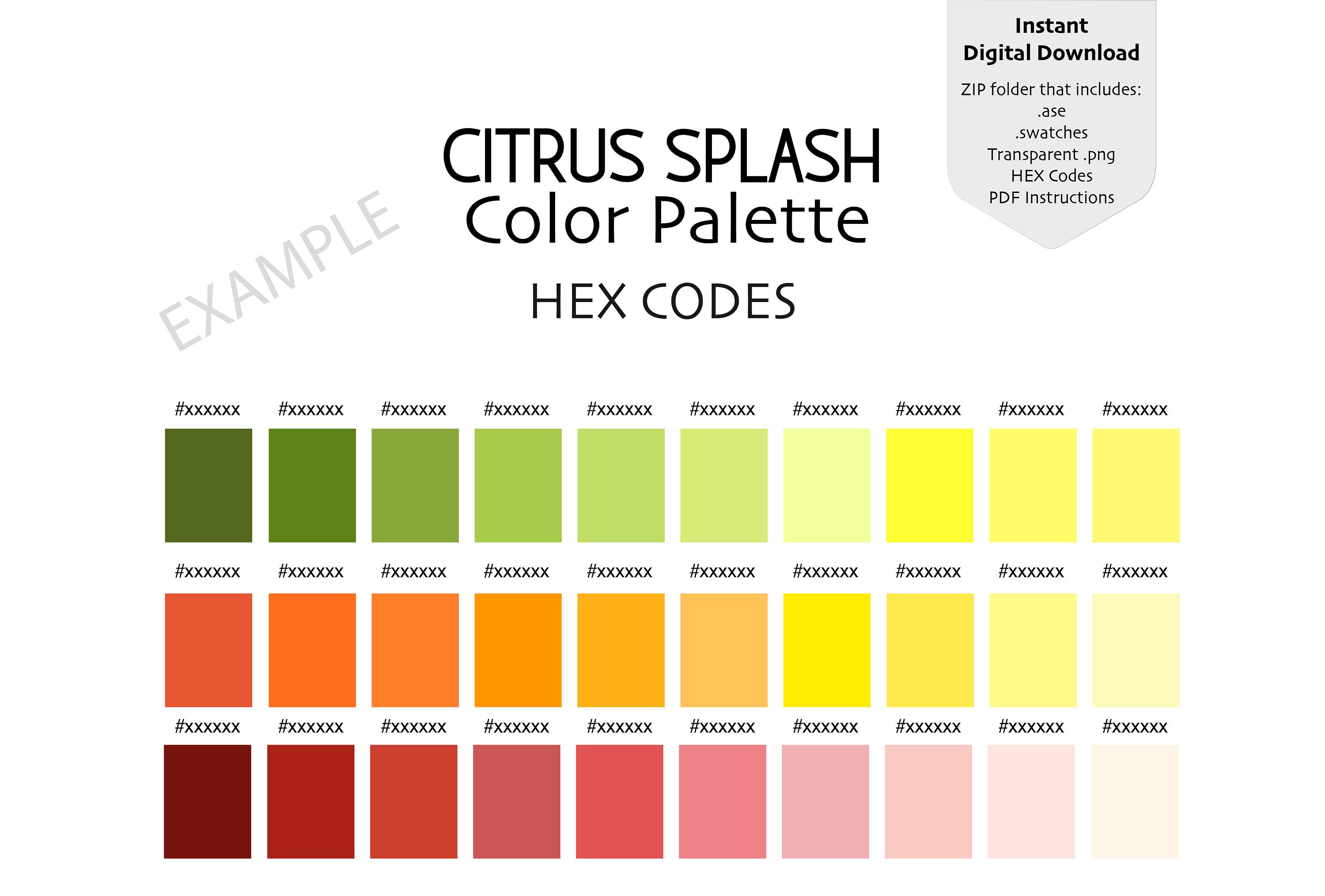 Citrus Splash Procreate & Adobe Digital Color Palette | Instant ...