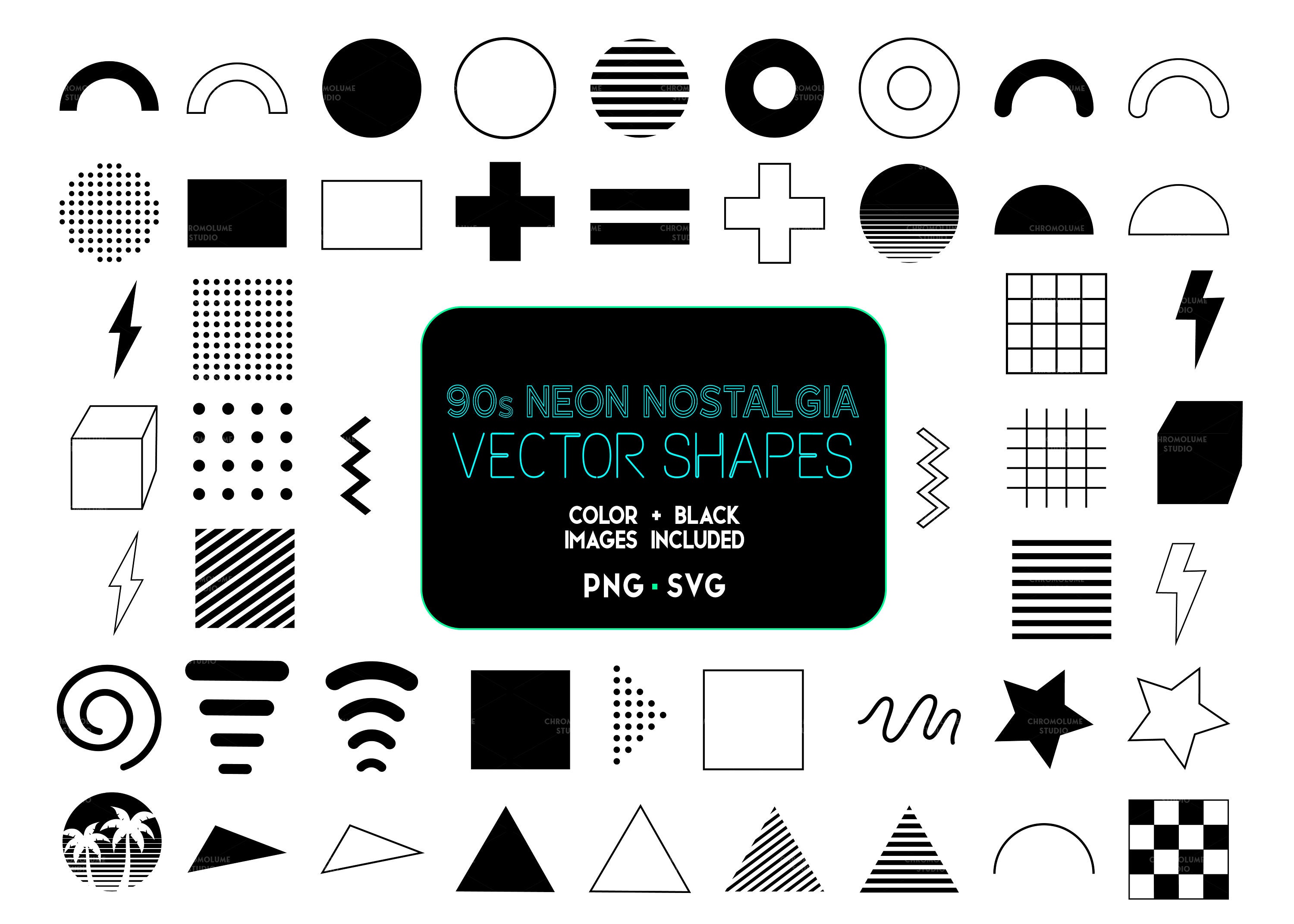 90s Neon Nostalgia Graphic Elements | Vector | Clip Art | PNG | SVG ...