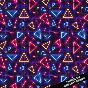 80s Neon Lights Seamless Digital Paper | Commercial Use | High ...
