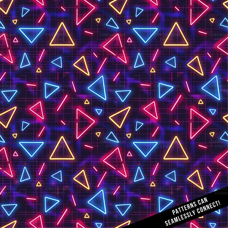 80s Neon Lights Seamless Digital Paper Commercial Use High-resolution ...