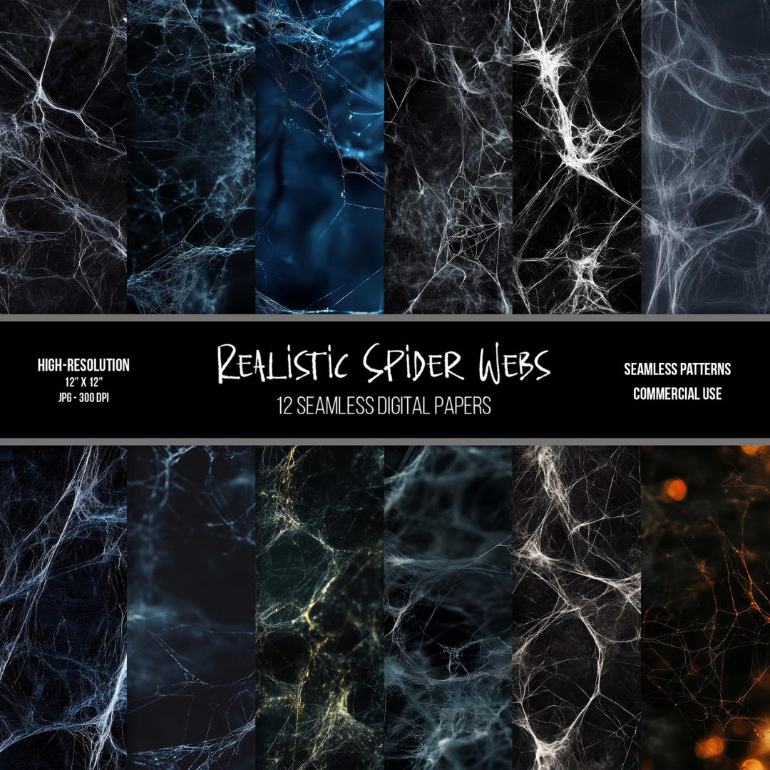 Realistic Spider Webs Seamless Digital Paper | Commercial Use | High ...