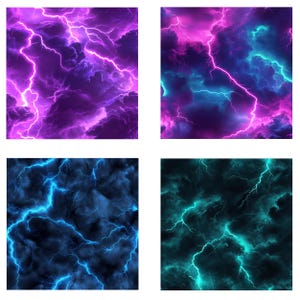 Lightning Digital Paper: Seamless Bright Colors, Night Sky (digital ...