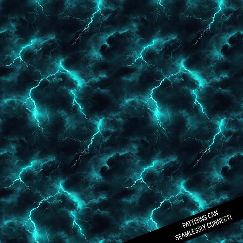 Lightning Digital Paper: Seamless Bright Colors, Night Sky (digital ...