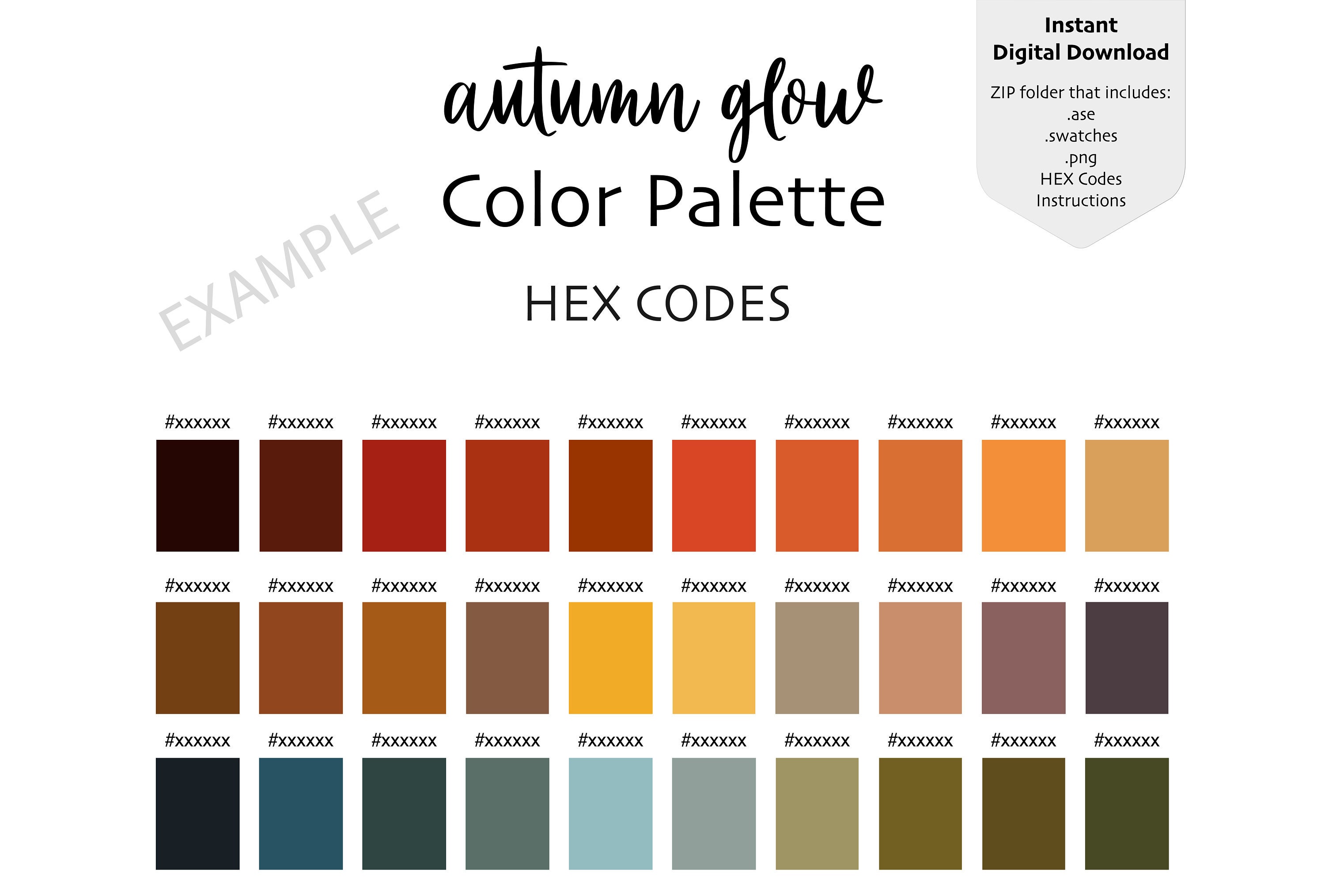 Autumn Glow Digital Color Palette: 30 Fall Hues for Procreate & Adobe ...